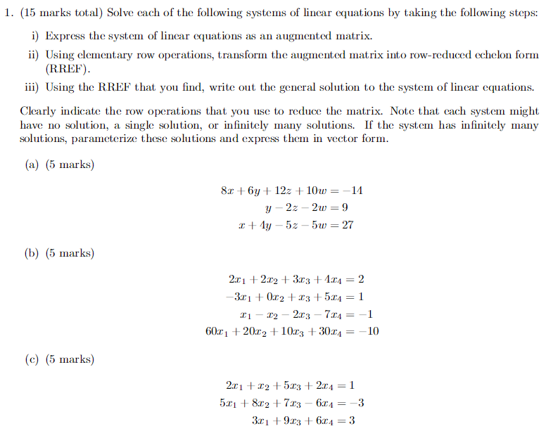 Solved 1. (15 marks total) Solve each of the following | Chegg.com