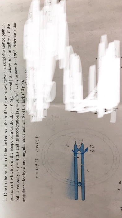 Solved 1. Due to the rotation of the forked rod, the ball in | Chegg.com