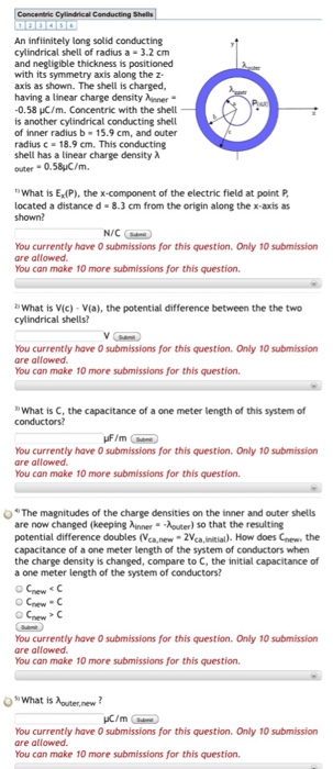Solved An infinitely long solid conducting cylindrical shell | Chegg.com