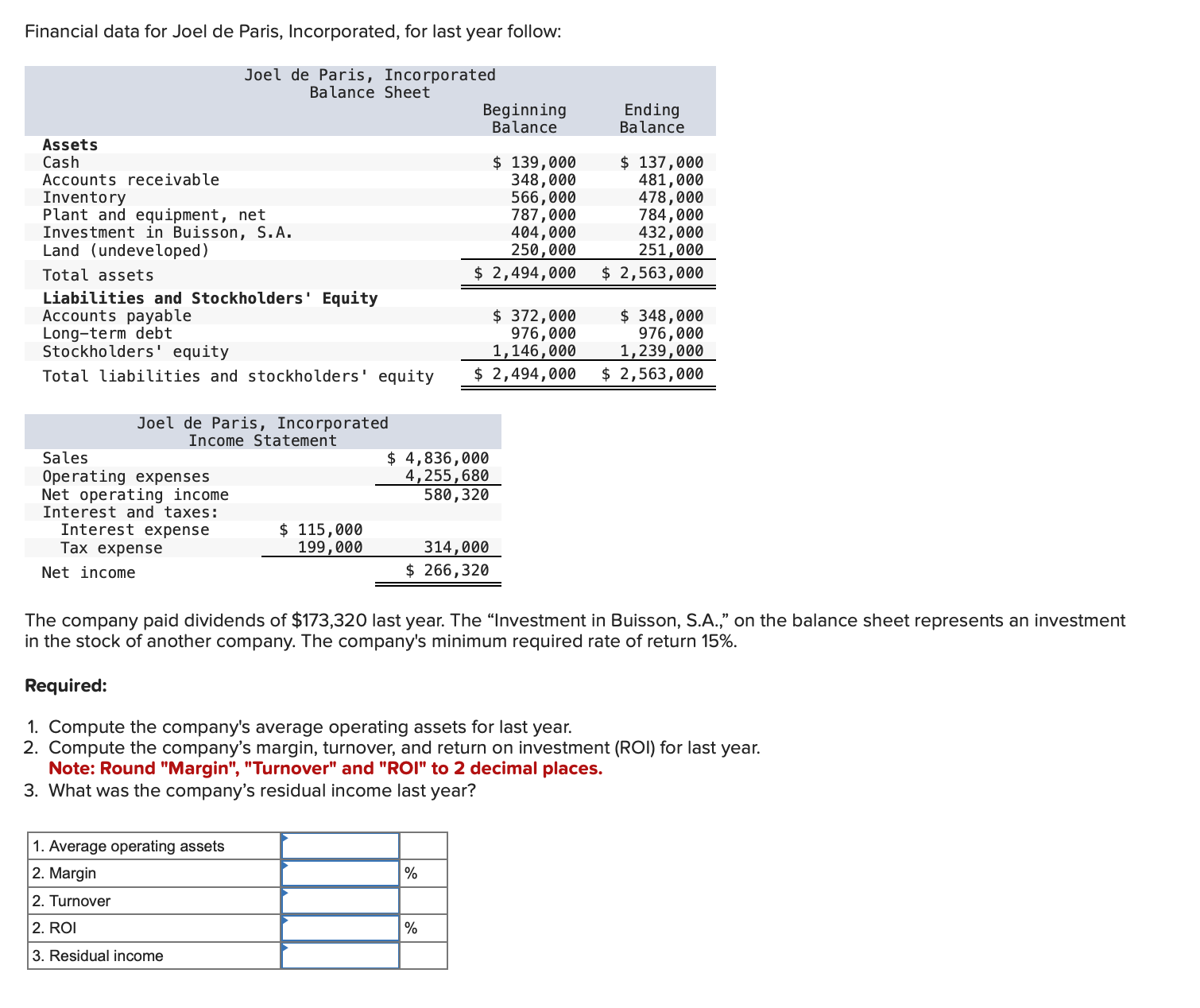 Solved Compute the company's average operating assets for | Chegg.com
