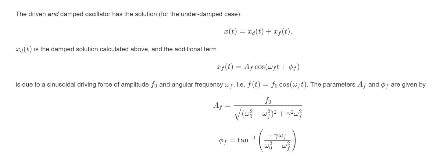 Solved The driven and damped oscillator has the solution | Chegg.com