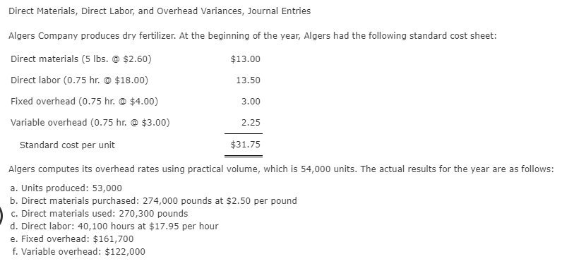 Solved Direct Materials, Direct Labor, and Overhead | Chegg.com