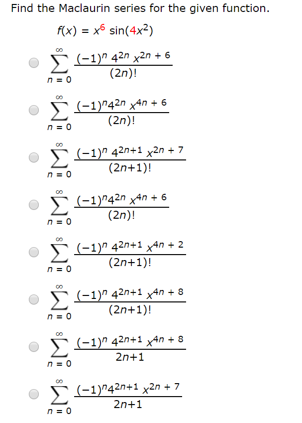 Solved Find The Maclaurin Series For The Given Function