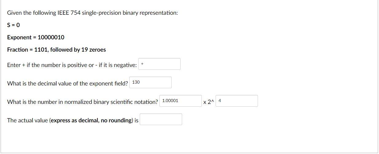 Solved Given the following IEEE 754 single-precision binary | Chegg.com