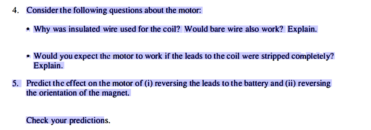 Solved Consider the following questions about the motor:Why | Chegg.com