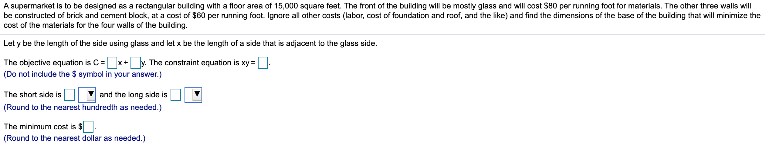 Solved A supermarket is to be designed as a rectangular | Chegg.com