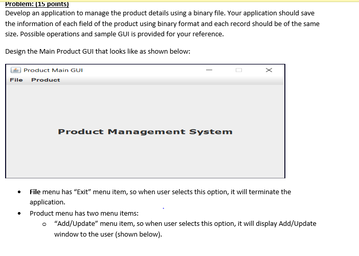 Solved Problem: (15 points) Develop an application to manage | Chegg.com