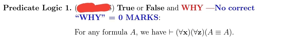 Solved Predicate Logic 1. 3) True or False and WHY —No | Chegg.com