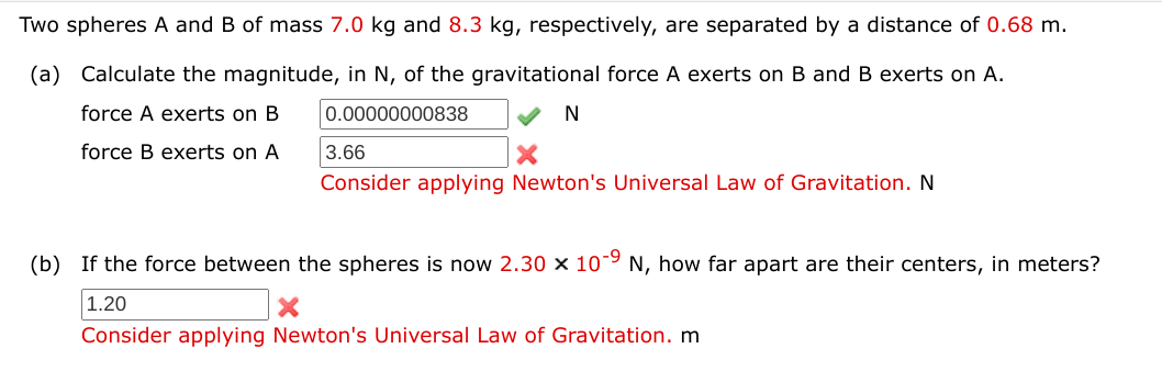 Solved Two spheres A and B of mass 7.0kg ﻿and 8.3kg, | Chegg.com