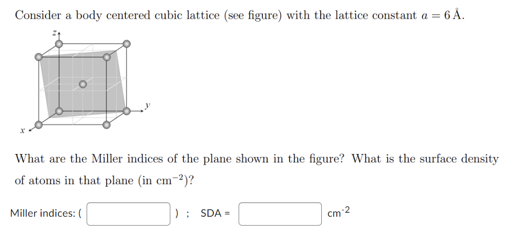 Solved Consider a body centered cubic lattice (see figure) | Chegg.com