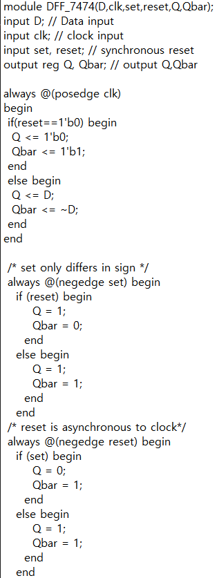 Solved Module Dff 7474 D Clk Set Reset Q Qbar Input D