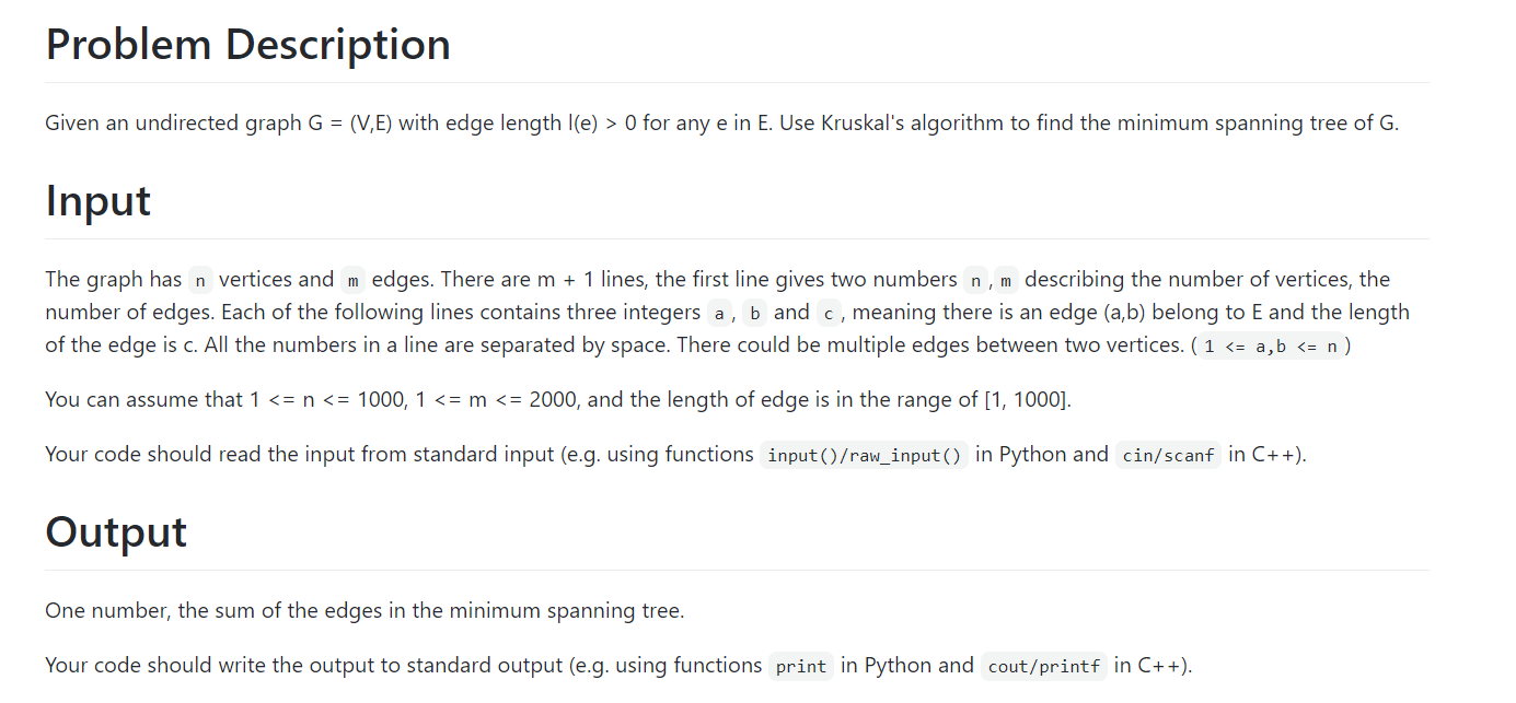Problem Description Given an undirected graph G = | Chegg.com