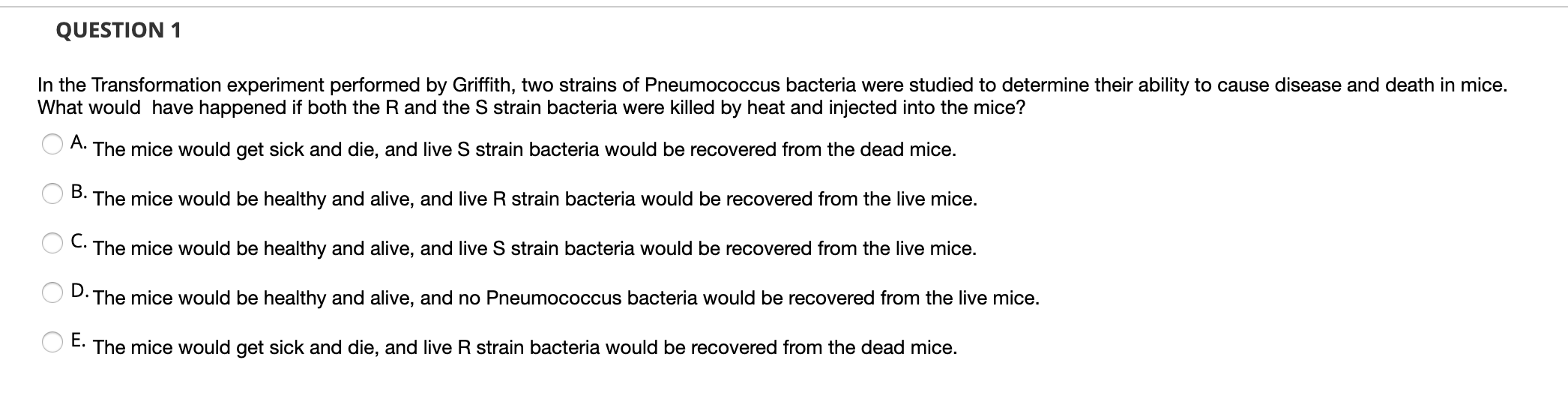 Solved QUESTION 1 In the Transformation experiment performed | Chegg.com