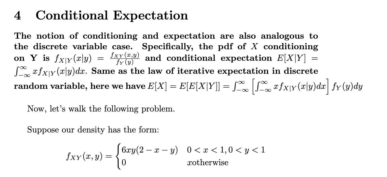 Solved 4 Conditional Expectation The notion of conditioning | Chegg.com