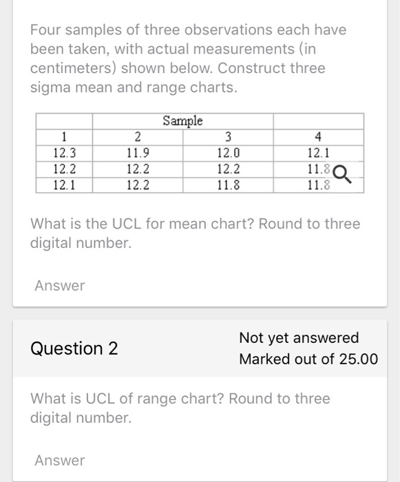Solved Four samples of three observations each have been | Chegg.com