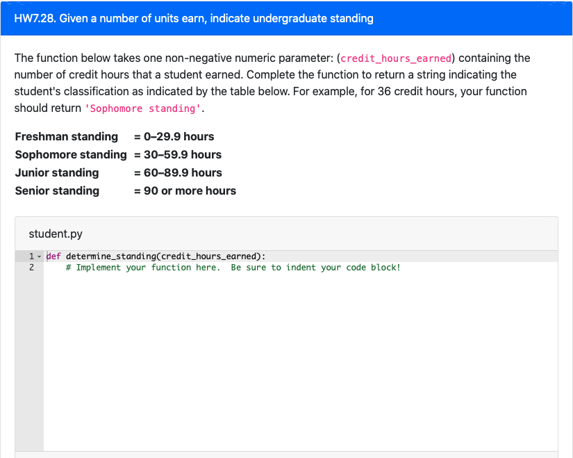 Solved HW7.28. Given a number of units earn, indicate | Chegg.com