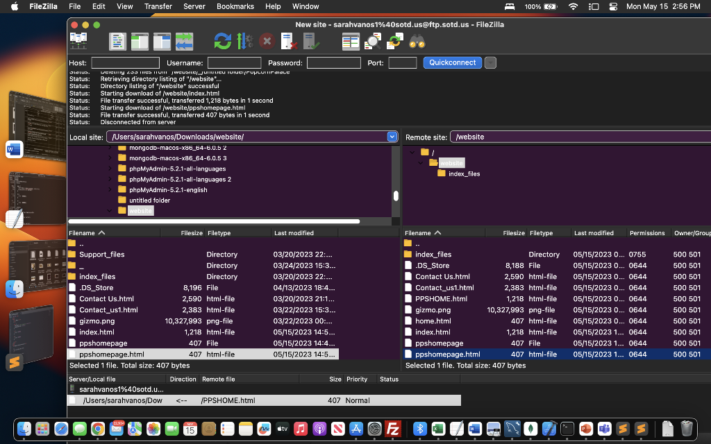 Solved Im using filezilla to upload my html files for my | Chegg.com