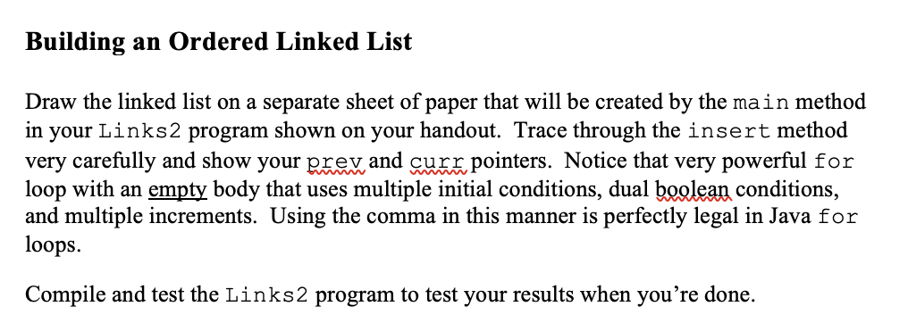 Building an Ordered Linked List Draw the linked list | Chegg.com