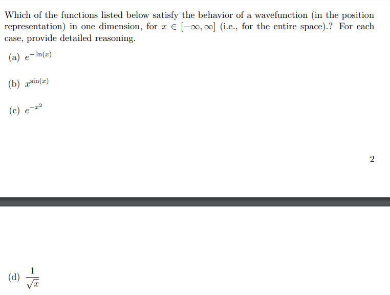 Solved Which of the functions listed below satisfy the | Chegg.com