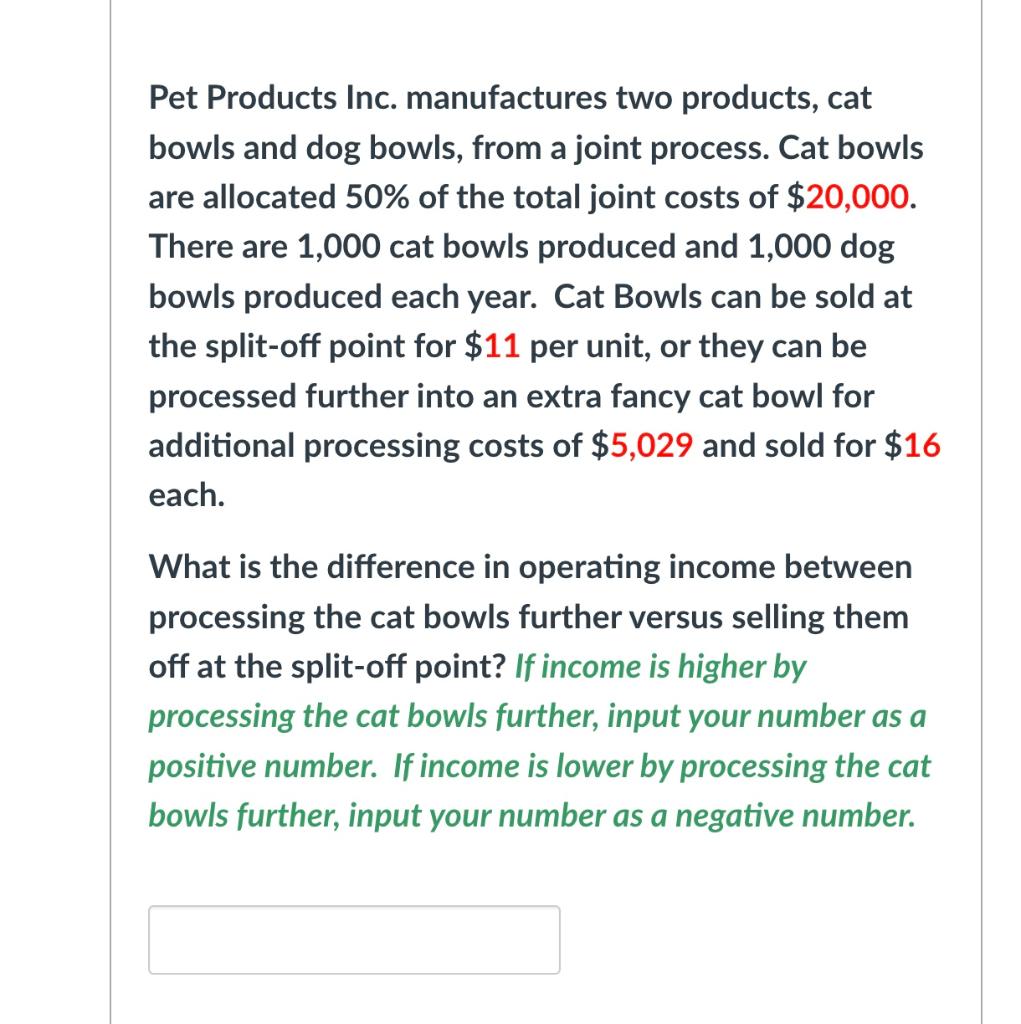 Solved Pet Products Inc. manufactures two products, cat | Chegg.com