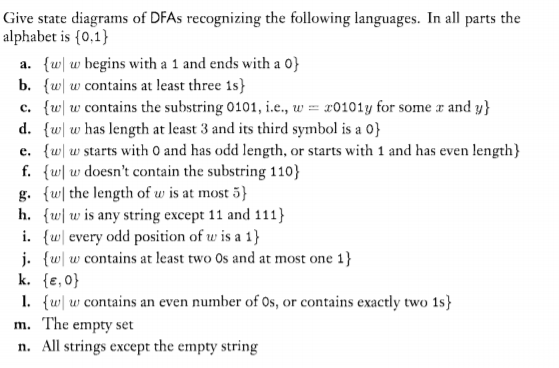 Solved Give state diagrams of DFAs recognizing the following | Chegg.com