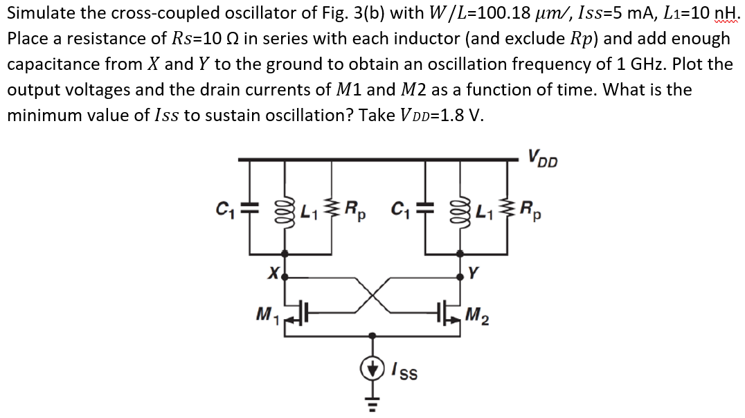 Simulate the cross-coupled oscillator of Fig. 3(b) | Chegg.com