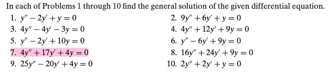 Solved In each of Problems 1 through 10 find the general | Chegg.com
