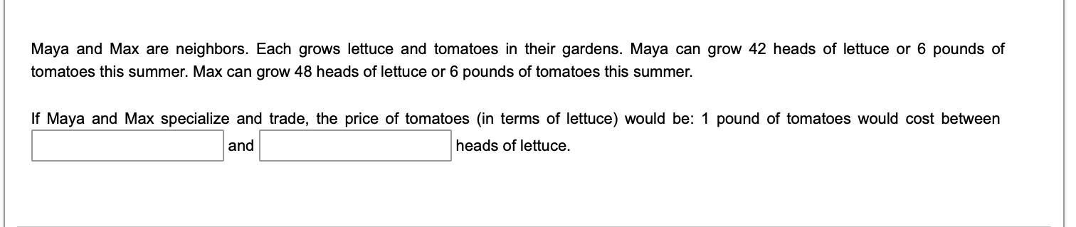 Solved Maya and Max are neighbors. Each grows lettuce and | Chegg.com