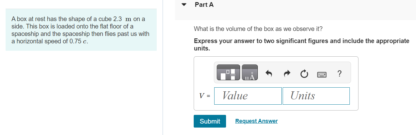 Solved A box at rest has the shape of a cube 2.3 m on a | Chegg.com