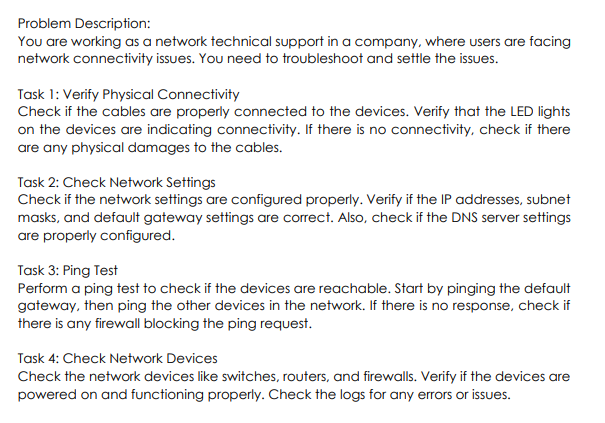 Solved Problem Description: You are working as a network | Chegg.com