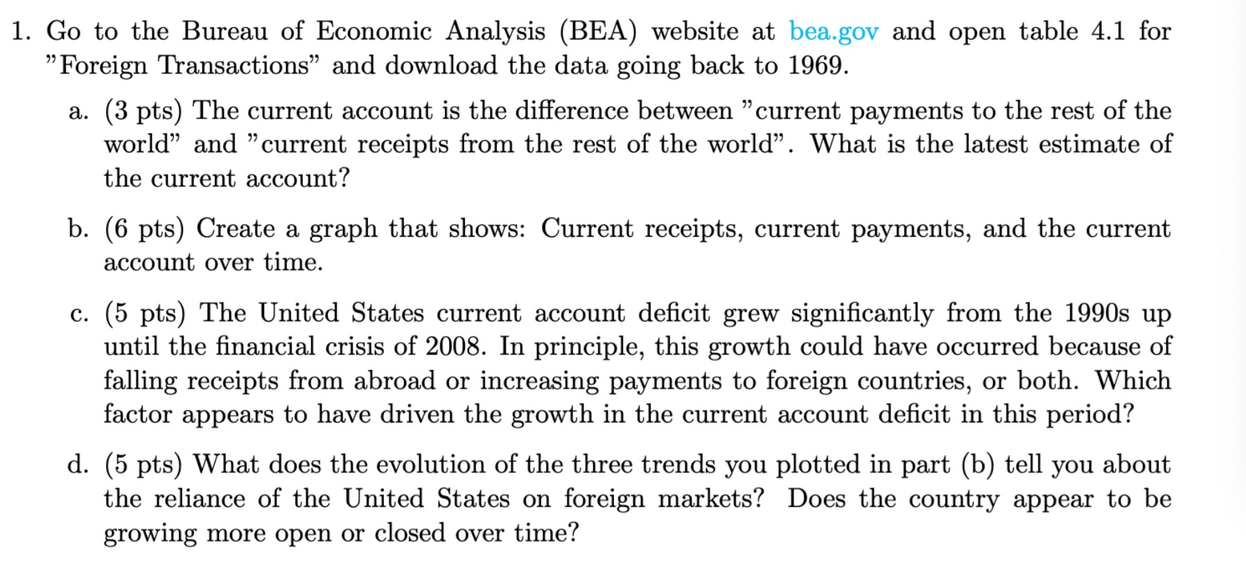1. Go to the Bureau of Economic Analysis (BEA) | Chegg.com