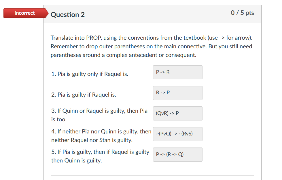 Solved Translate into PROP, using the conventions from the | Chegg.com