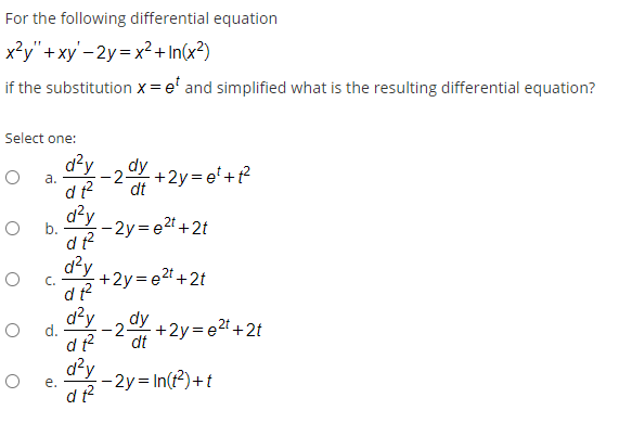 Solved For the following differential equation x2y" + xy' – | Chegg.com