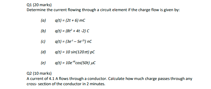 Solved Q1 (20 marks) Determine the current flowing through a | Chegg.com