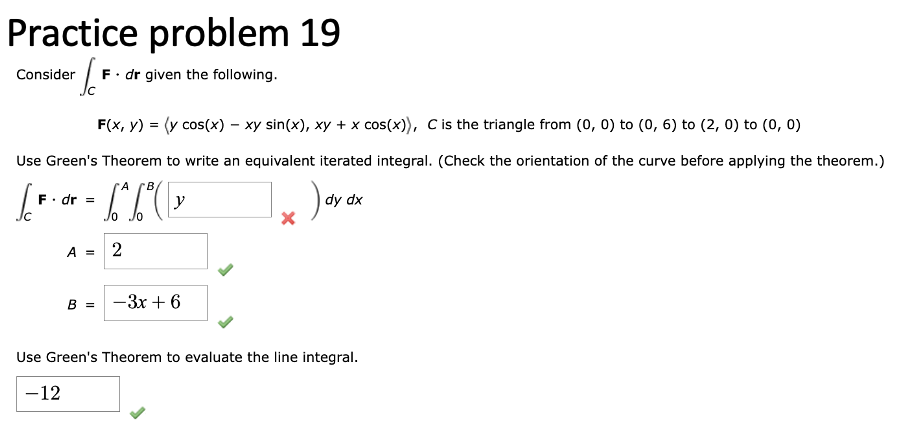 Solved Practice problem 19 consider ∫CF⋅dr given the | Chegg.com