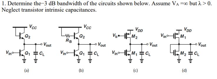 Solved 1. Determine the −3 dB bandwidth of the circuits | Chegg.com