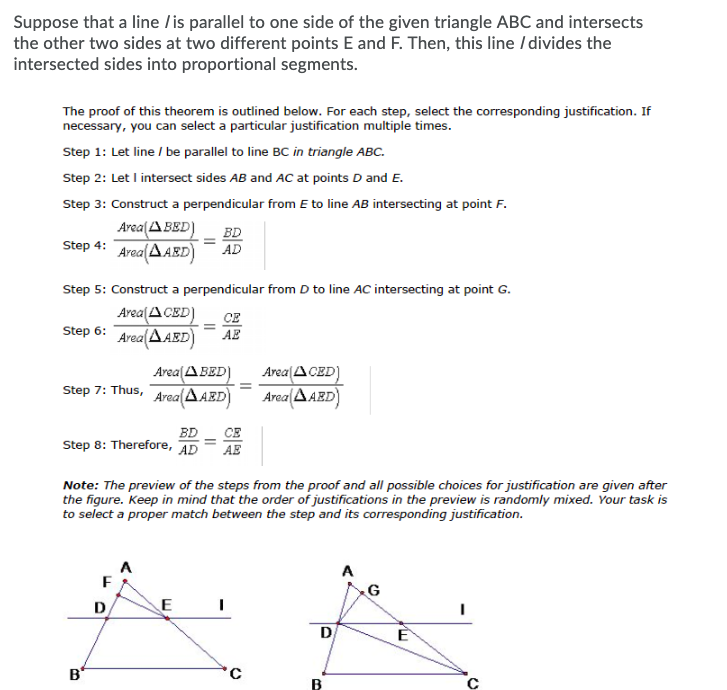 Solved Suppose that a line /is parallel to one side of the | Chegg.com