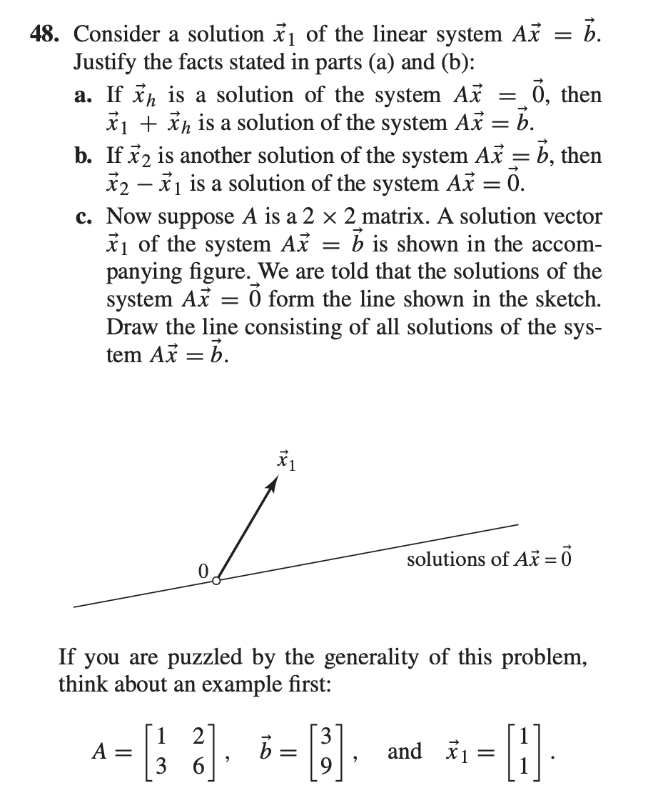 Solved Consider a solution vec(x)1 ﻿of the linear system | Chegg.com