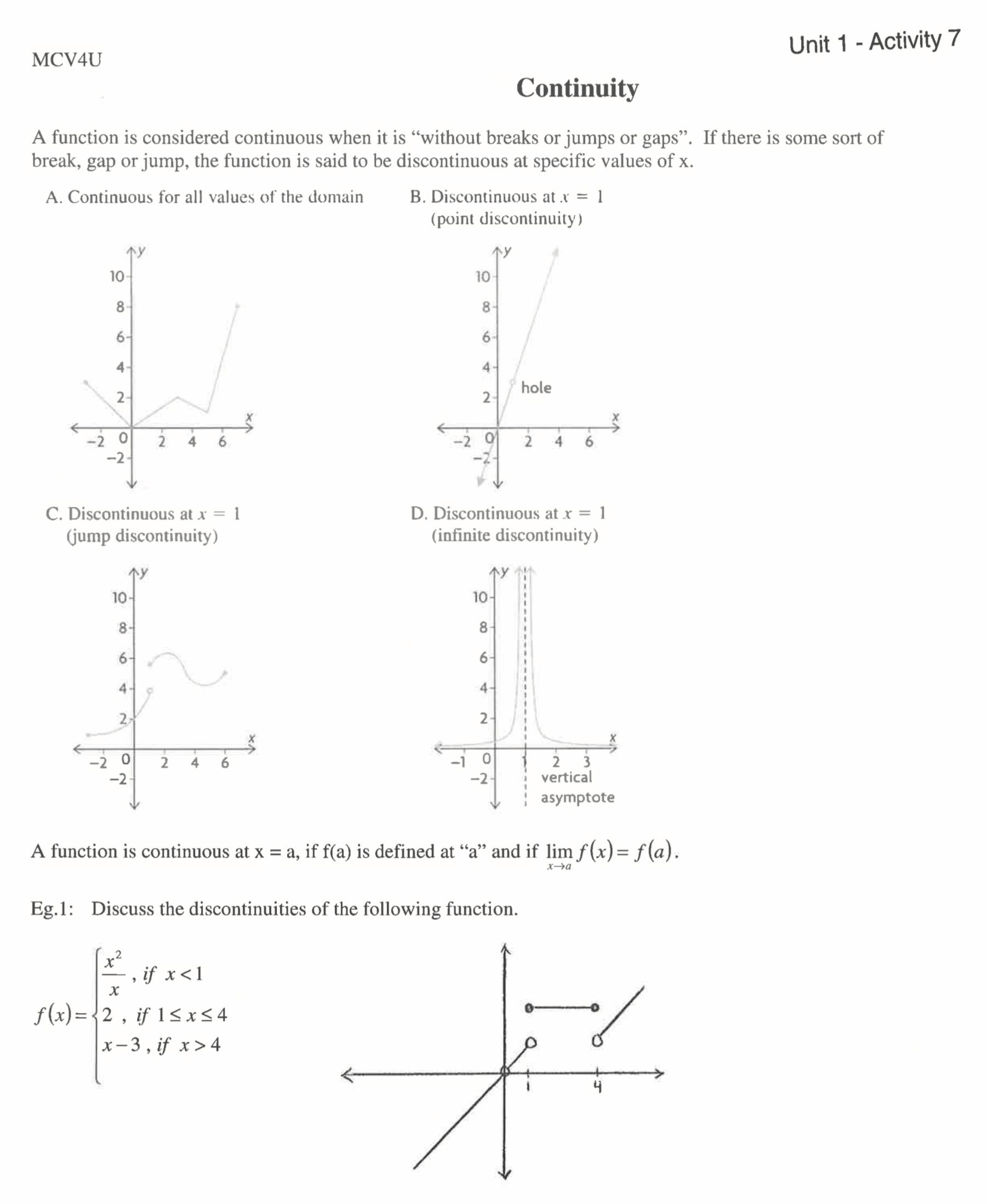 Solved A function is considered continuous when it is | Chegg.com