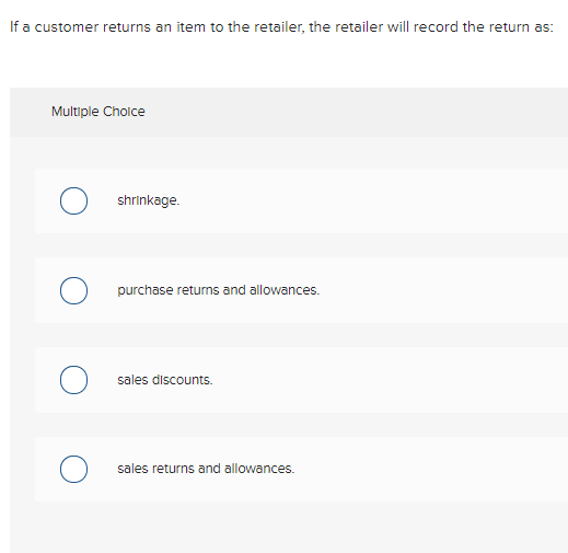 Solved If a customer returns an item to the retailer, the | Chegg.com