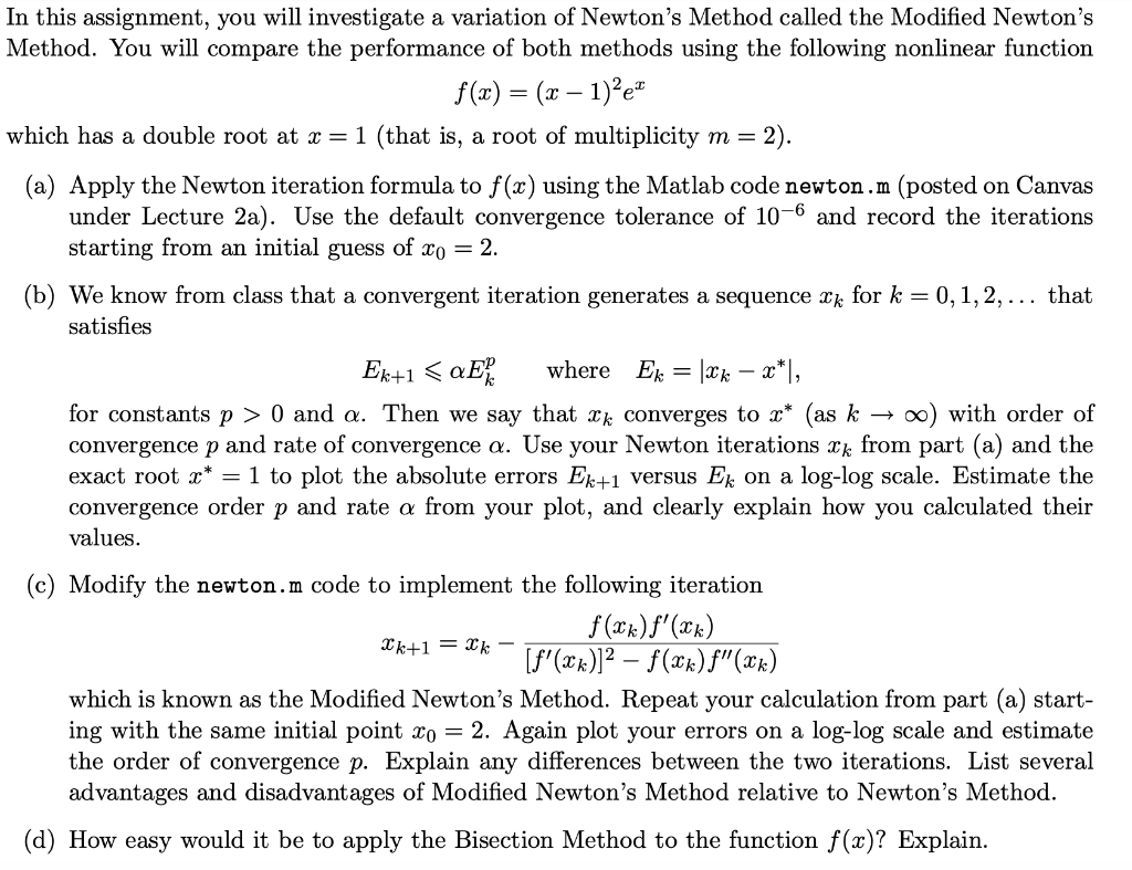 Solved Code for newton.m as follows:- function [root, iter, | Chegg.com