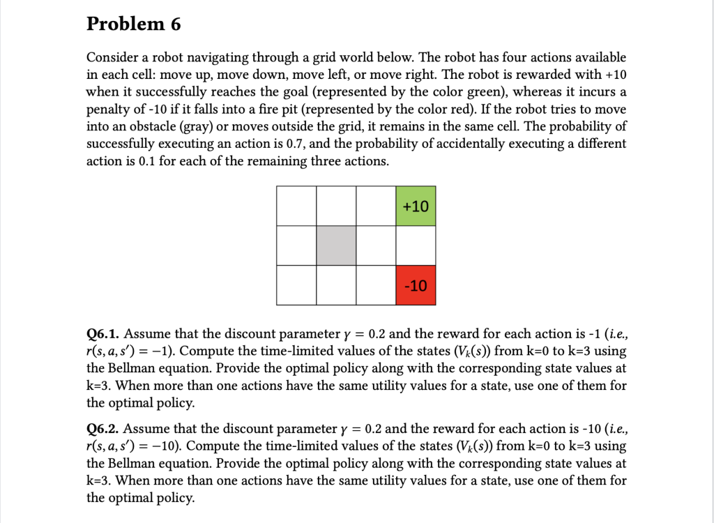Solved Consider a robot navigating through a grid world | Chegg.com