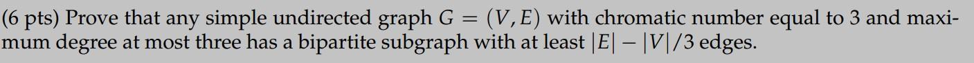 Solved pts) Prove that any simple undirected graph G=(V,E) | Chegg.com