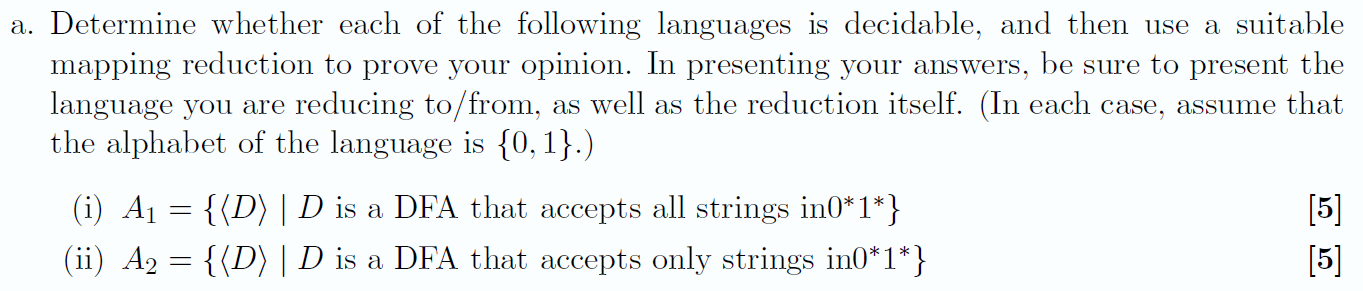 Solved a. Determine whether each of the following languages | Chegg.com