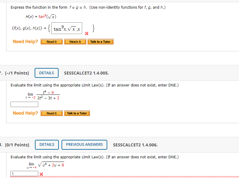 Solved Express the function in the form fogo h. (Use | Chegg.com