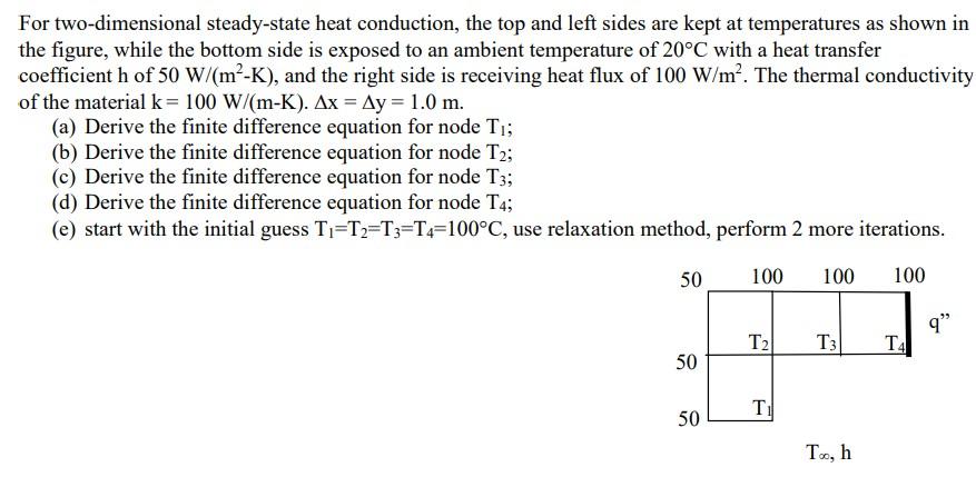 Solved For two-dimensional steady-state heat conduction, the | Chegg.com
