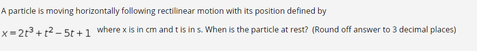 Solved A particle is moving horizontally following | Chegg.com