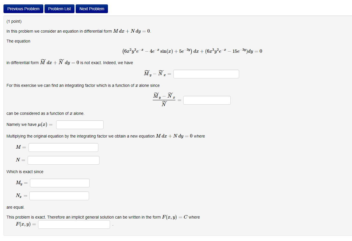 Solved Problem List Previous Problem Next Problem (1 point) | Chegg.com