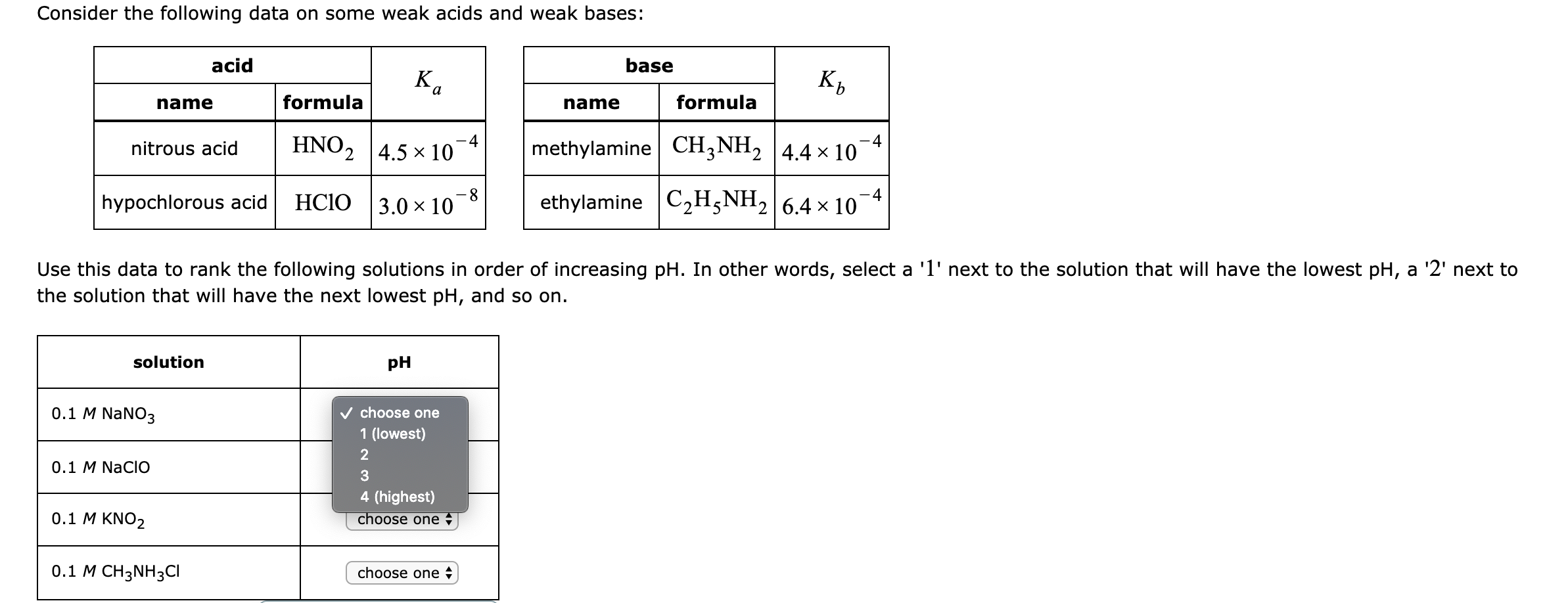Solved Consider the following data on some weak acids and | Chegg.com