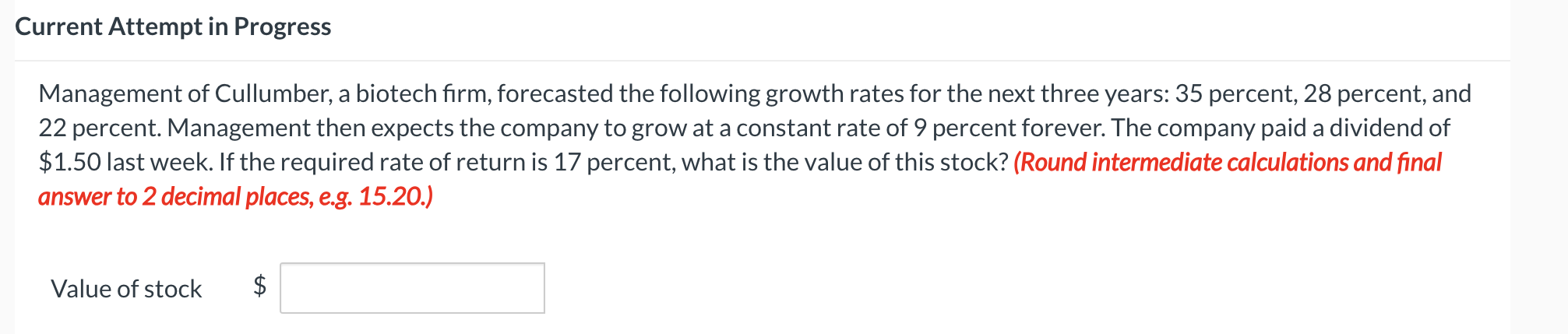 Solved Current Attempt in ProgressManagement of Cullumber, a | Chegg.com